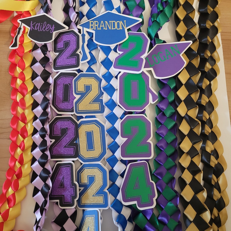 Custom Graduation Two Color Satin Ribbon Lei Personalized Lei With Name ...