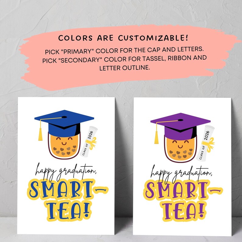Customizable Graduation Card Funny Tea Theme| Smart-tea |class of 2026 ...