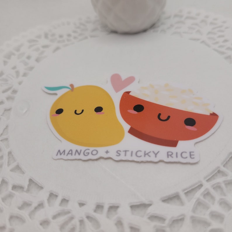Mango Sticky Rice Sticker : Thai Dessert Waterproof Glossy Vinyl Decal ...