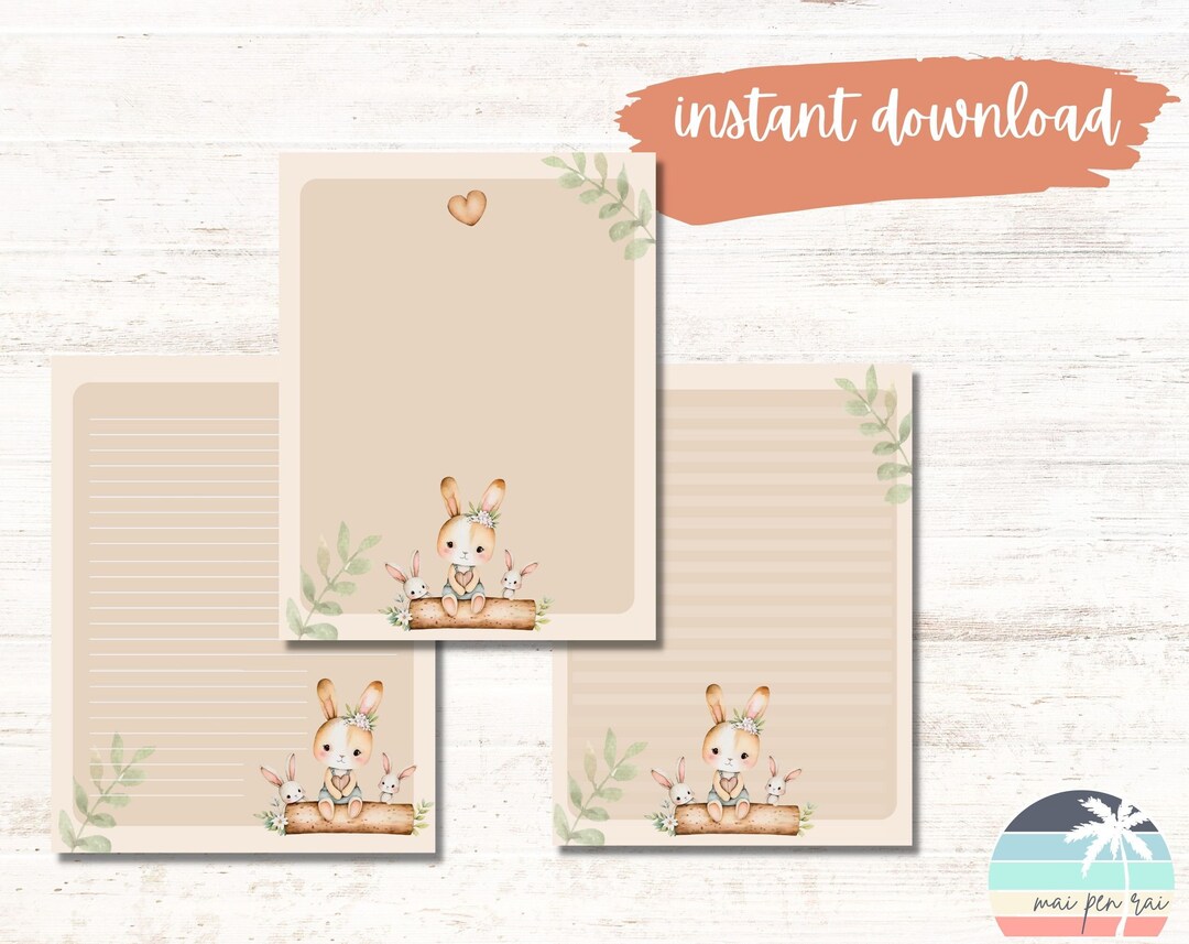 Printable Stationery Set US Letter Size PDF, Instant Download ...