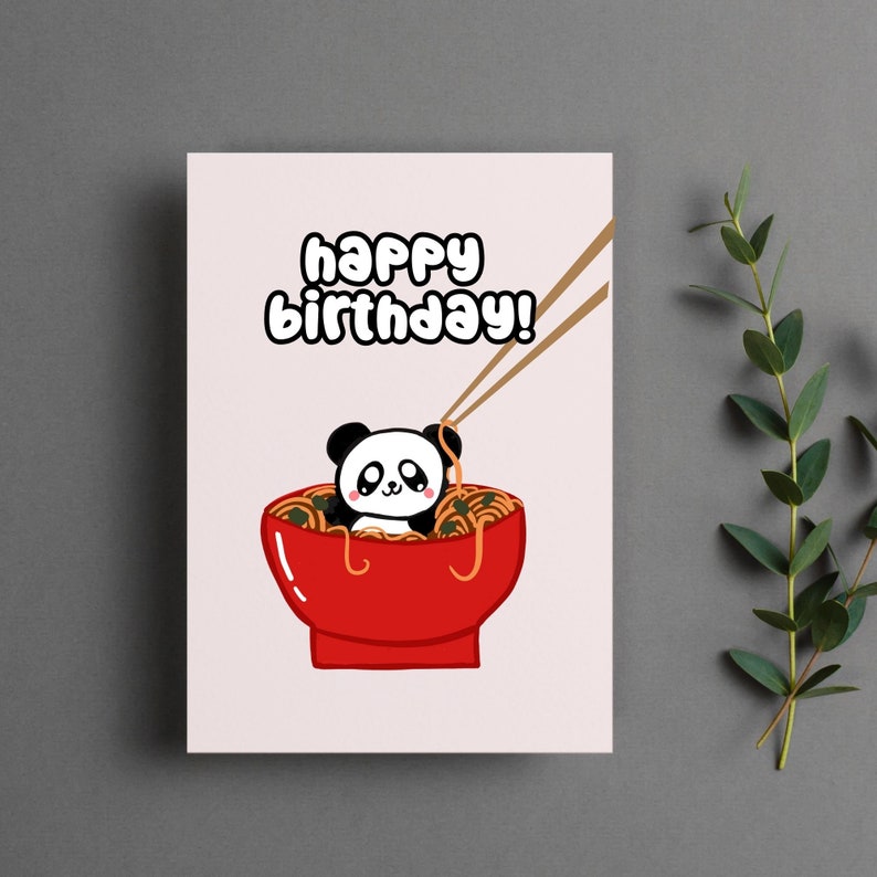 Funny Messy Panda Ramen Birthday Card Food Puns Funny - Etsy