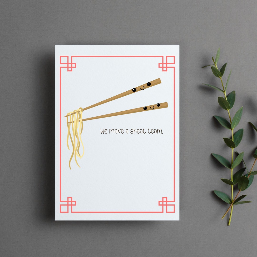 We Make a Great Team| Funny Chopsticks Pun | Card for Coworker ...