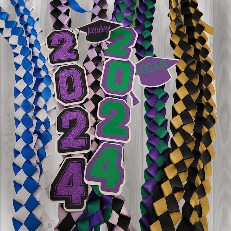 Custom Graduation Two Color Satin Ribbon Lei Personalized Lei With Name ...