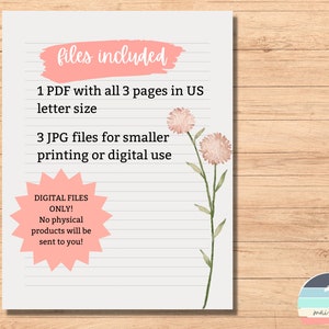 Printable Stationery Set US Letter Size PDF, Instant Download ...