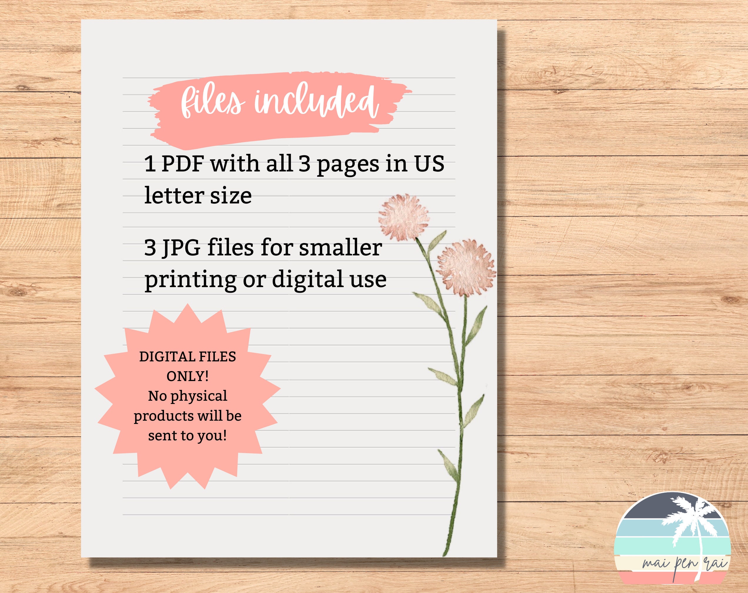 Printable Stationery Set US Letter Size PDF, Instant Download ...