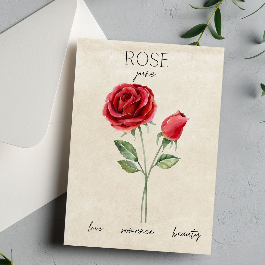 June Birthflower Month Birthday Card | Valentines Day | Friendship Card ...