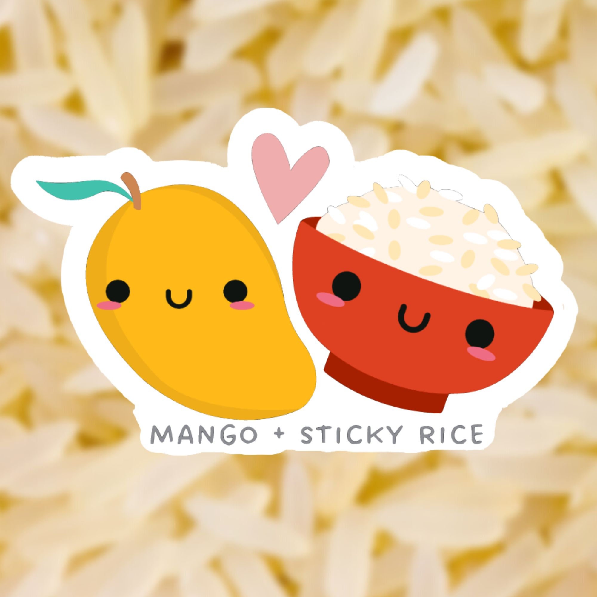 Waterproof Glossy Mango and Sticky Rice Vinyl Sticker for Waterbottles ...