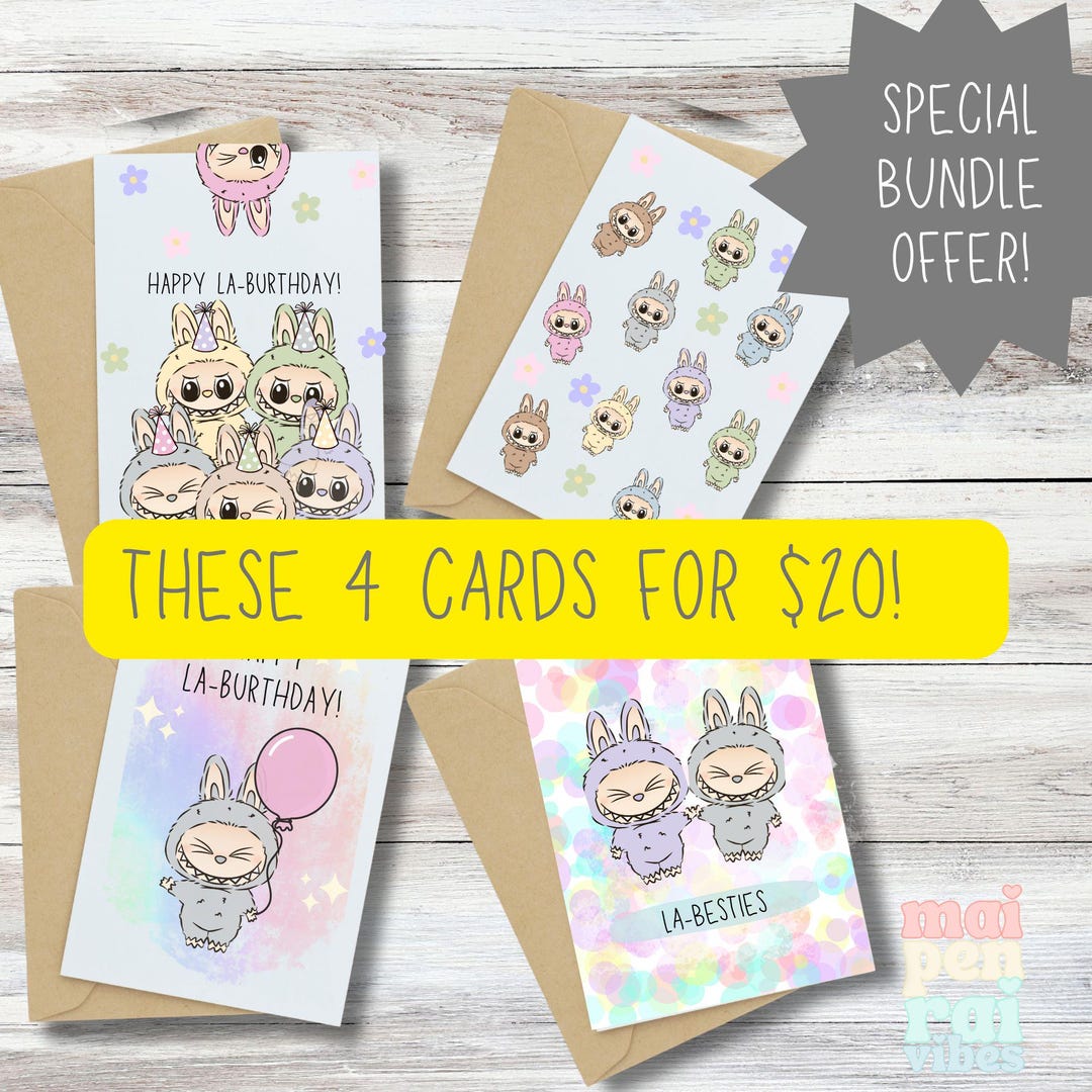 Kawaii Monster Cards Special Bundle | Happy La-birthday| La-besties ...
