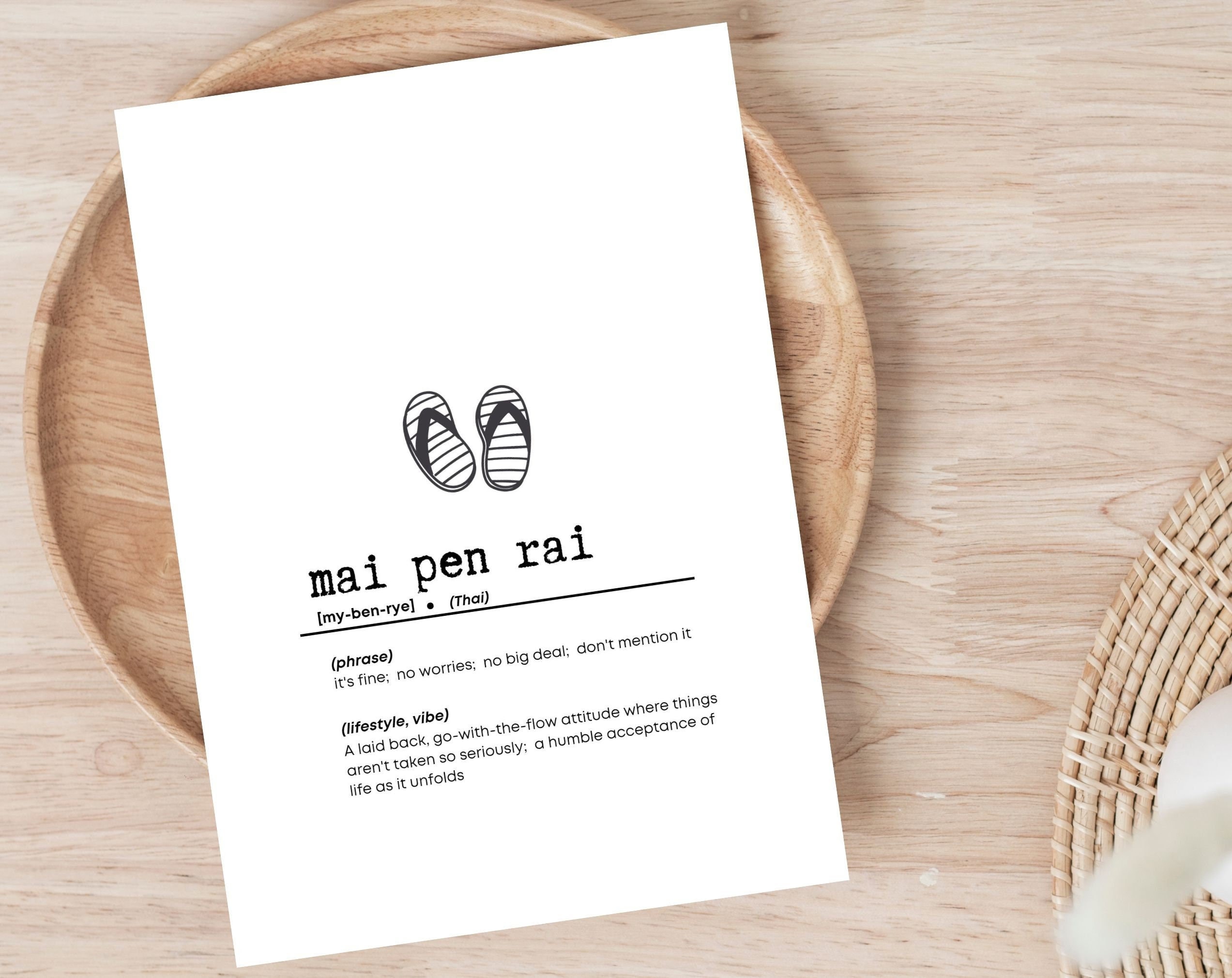 Mai Pen Rai Thai Phrase Definition No Worries Hakuna Matata Flip Flops ...