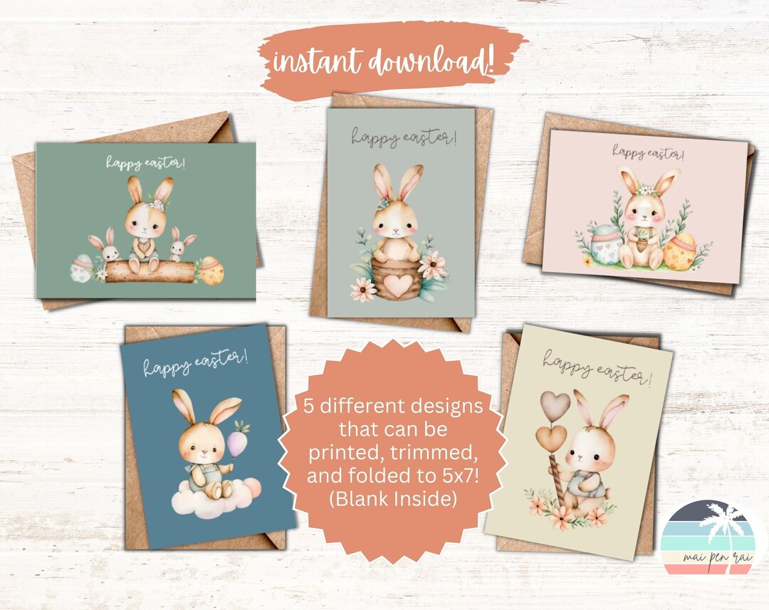 5 Printable Happy Easter Cards for Empoyees, Clients, Friends ...