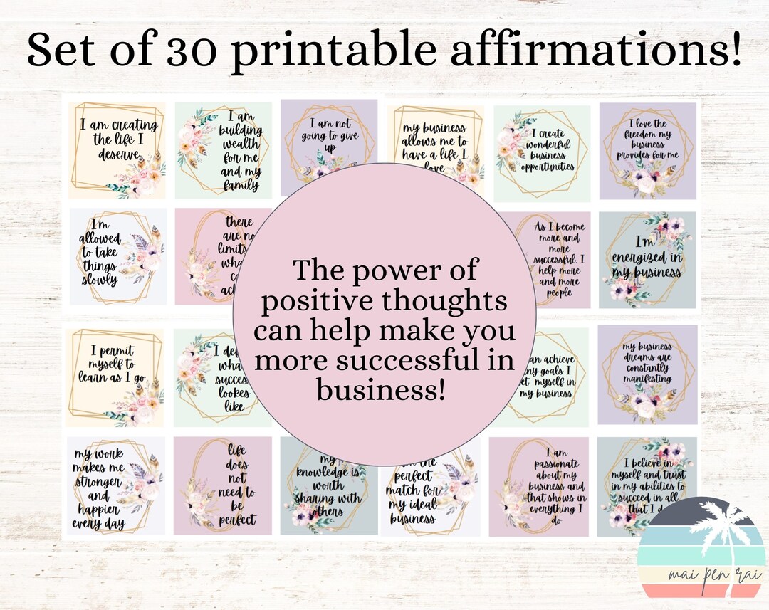 Printable Affirmation Cards for Success in Business Achieving Financial ...