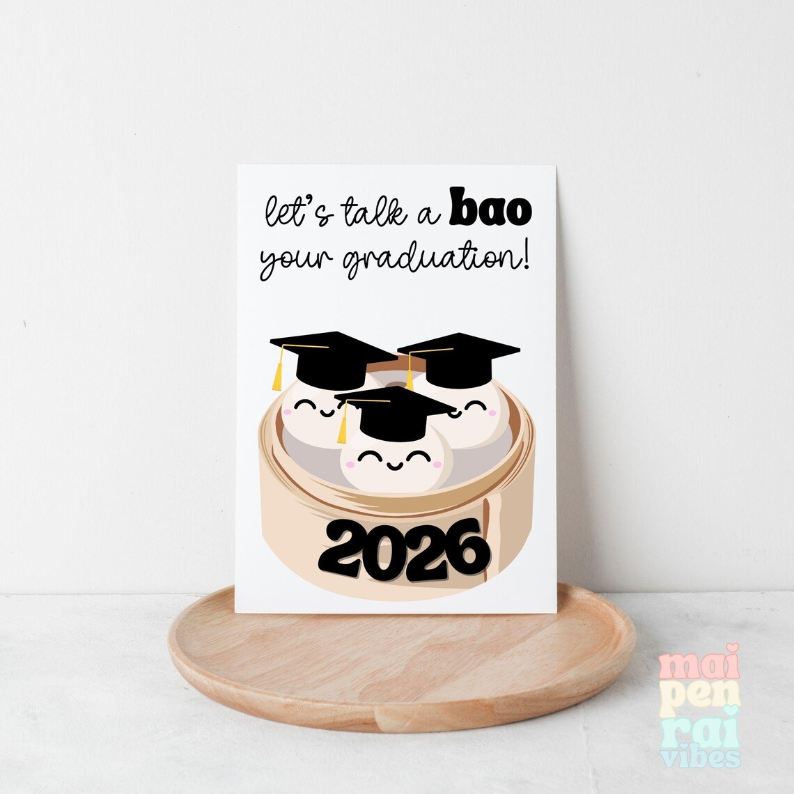 Graduation Card Funny Bao Theme| Let's Talk a Bao |class of 2026| Pork ...