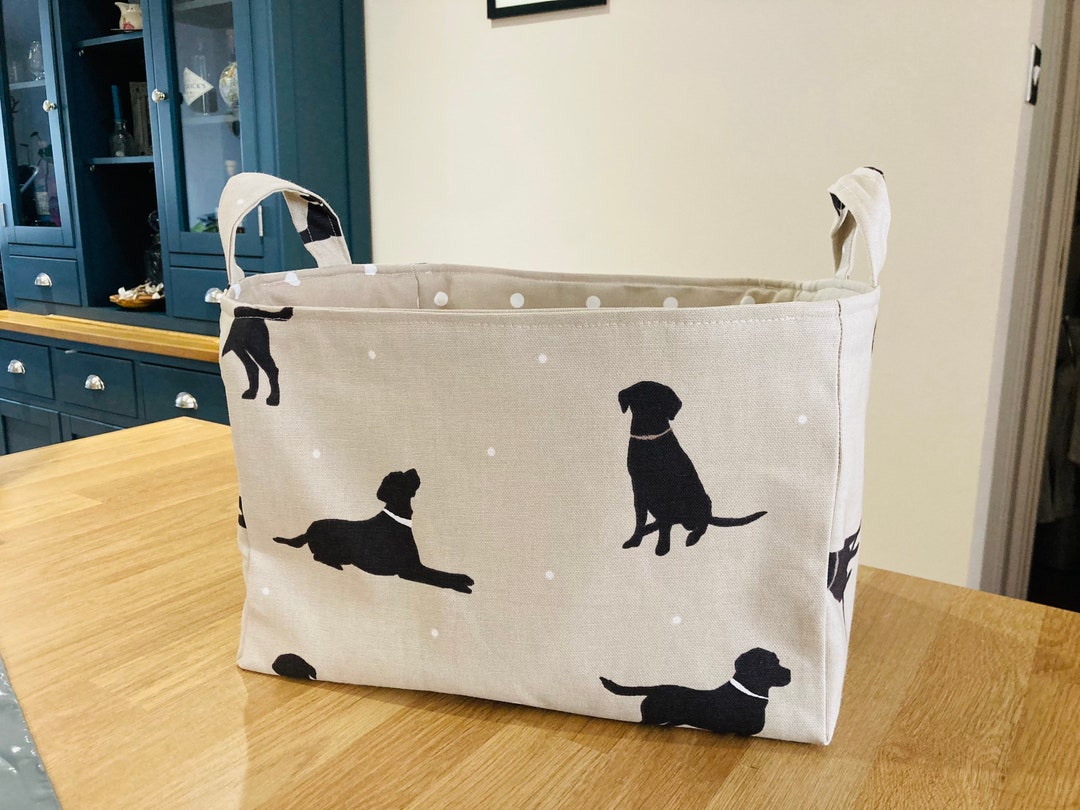 Black Labrador Fabric Basket Set. Storage Baskets, Fabric Baskets - Etsy