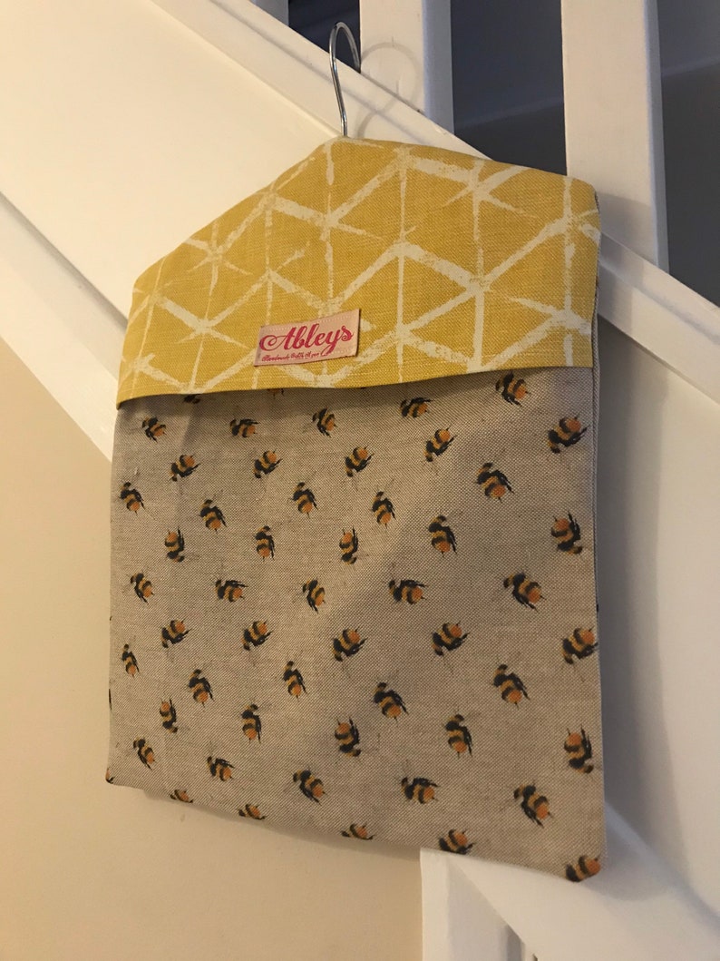 Handmade Peg Bag: Orange Print Clothespin Holder - Etsy