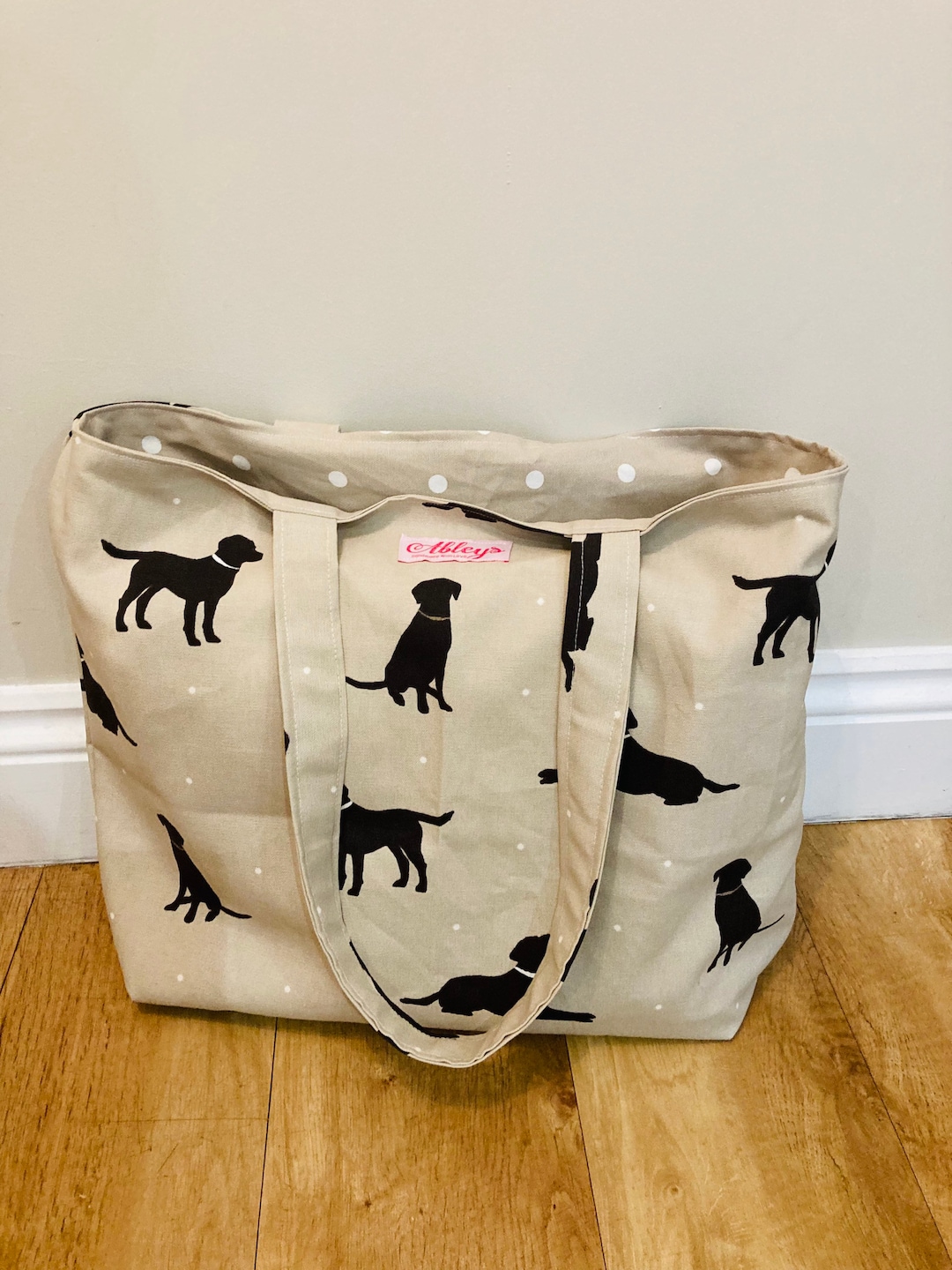 Black Labrador Print Tote Bag, Fabric Shopper, Large Tote Bag - Etsy