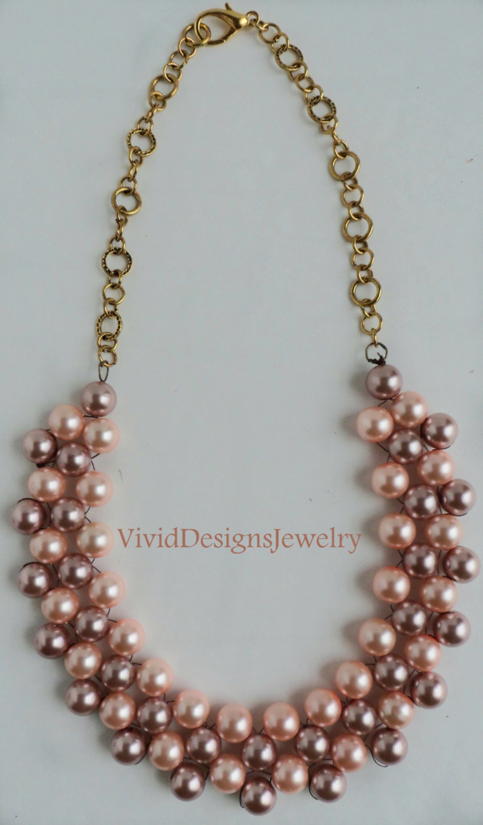 Multi Color Pearl Cluster Bib Bubble Statement Necklace - Soft Plum and ...