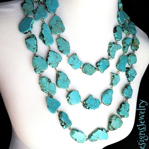 Triple Strand Turquoise Statement Necklace Set - Turquoise Jewelry ...