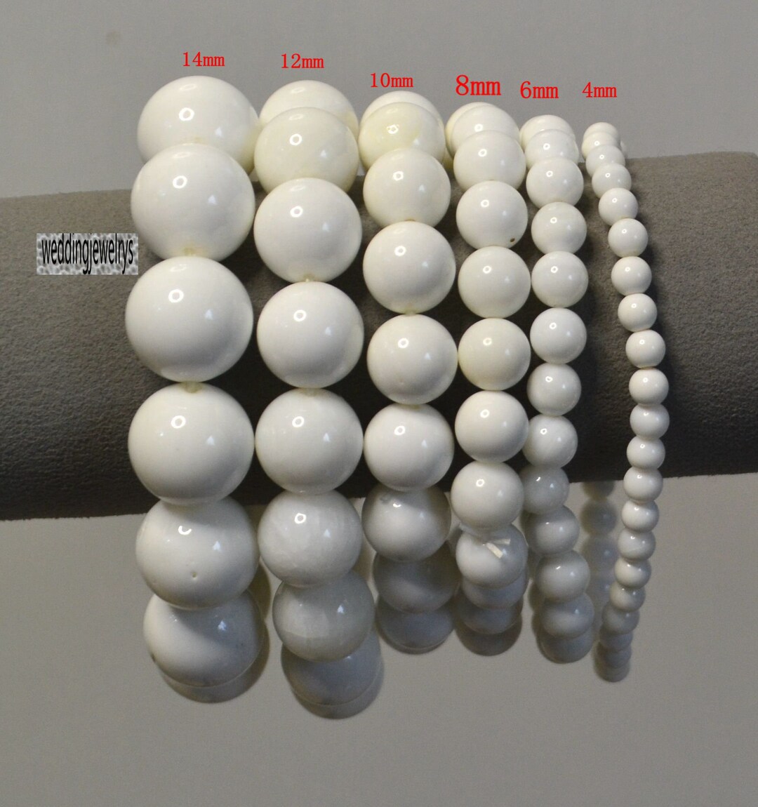 Pure White Beads Bracelet,4-14mm White Mother of Pearl Bracelet,white ...