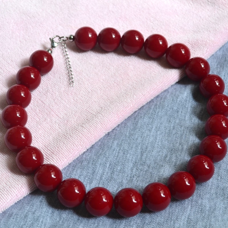 Red Bead Necklace - Etsy