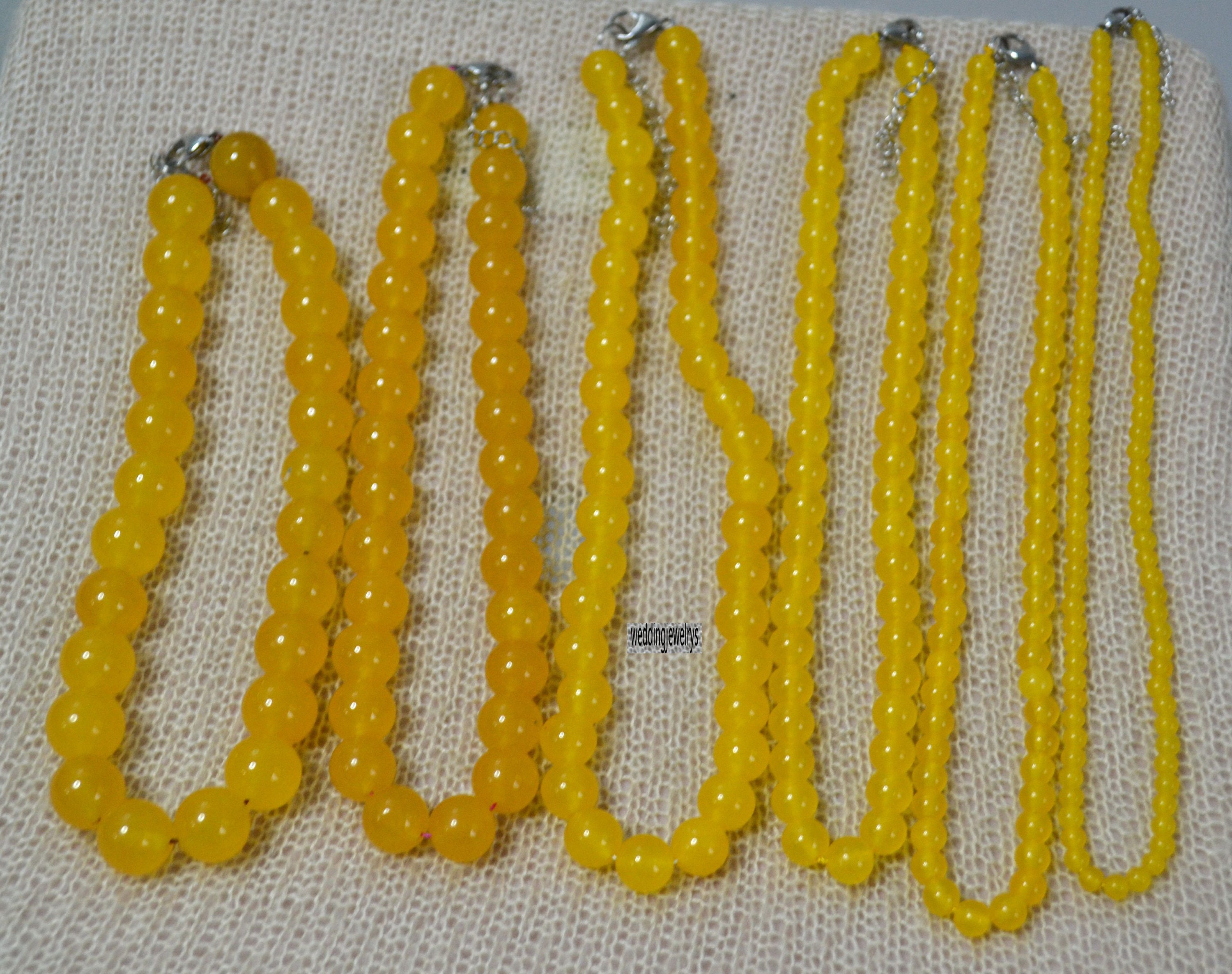 Dyed Yellow Jade Beaded Necklace, Gemstone Wedding Jewelry - Etsy