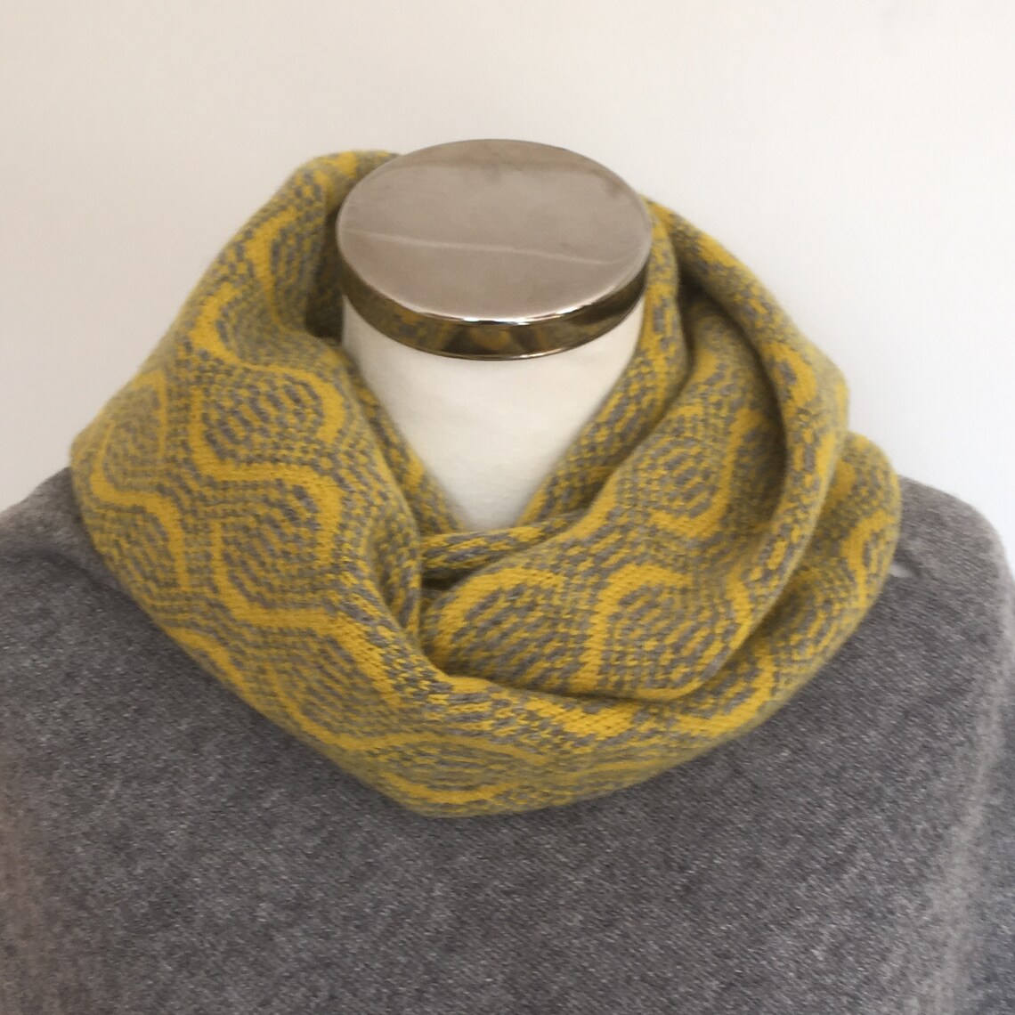 Snood Scarf Infinity Soft Merino Lambswool Coalgrey and Piccalilli ...