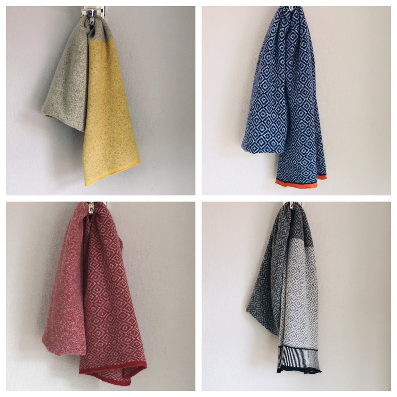 Scarf Large Fair Isle Pattern Scandi Patten Scarf Marled Navy Blue ...