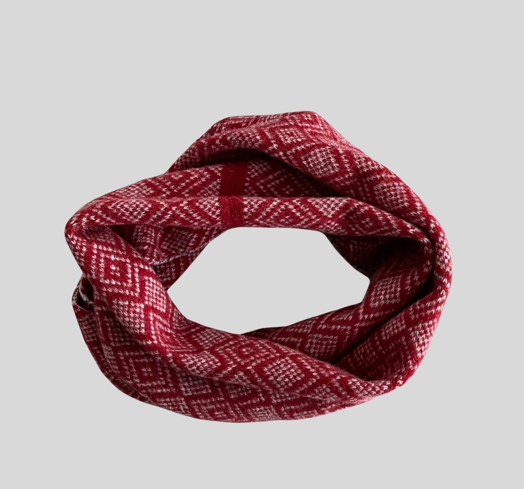 Fair Isle Merino Lambswool Snood: Red Cream Navy Scandi Scarf - Etsy