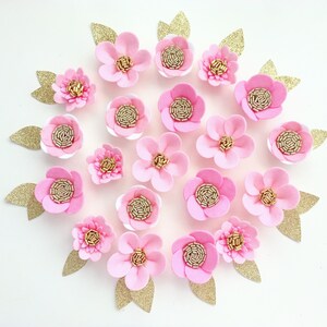 20 Hand Made Pink and White Felt Flowers/roses and Leaves. - Etsy UK