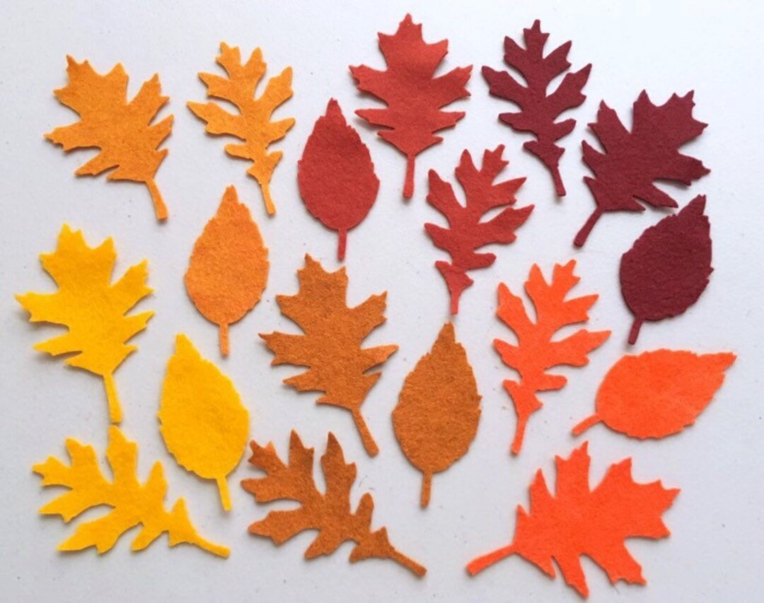 18 Autumn Colour Felt Leaves. Felt Flower Garland, Green Felt Oak ...