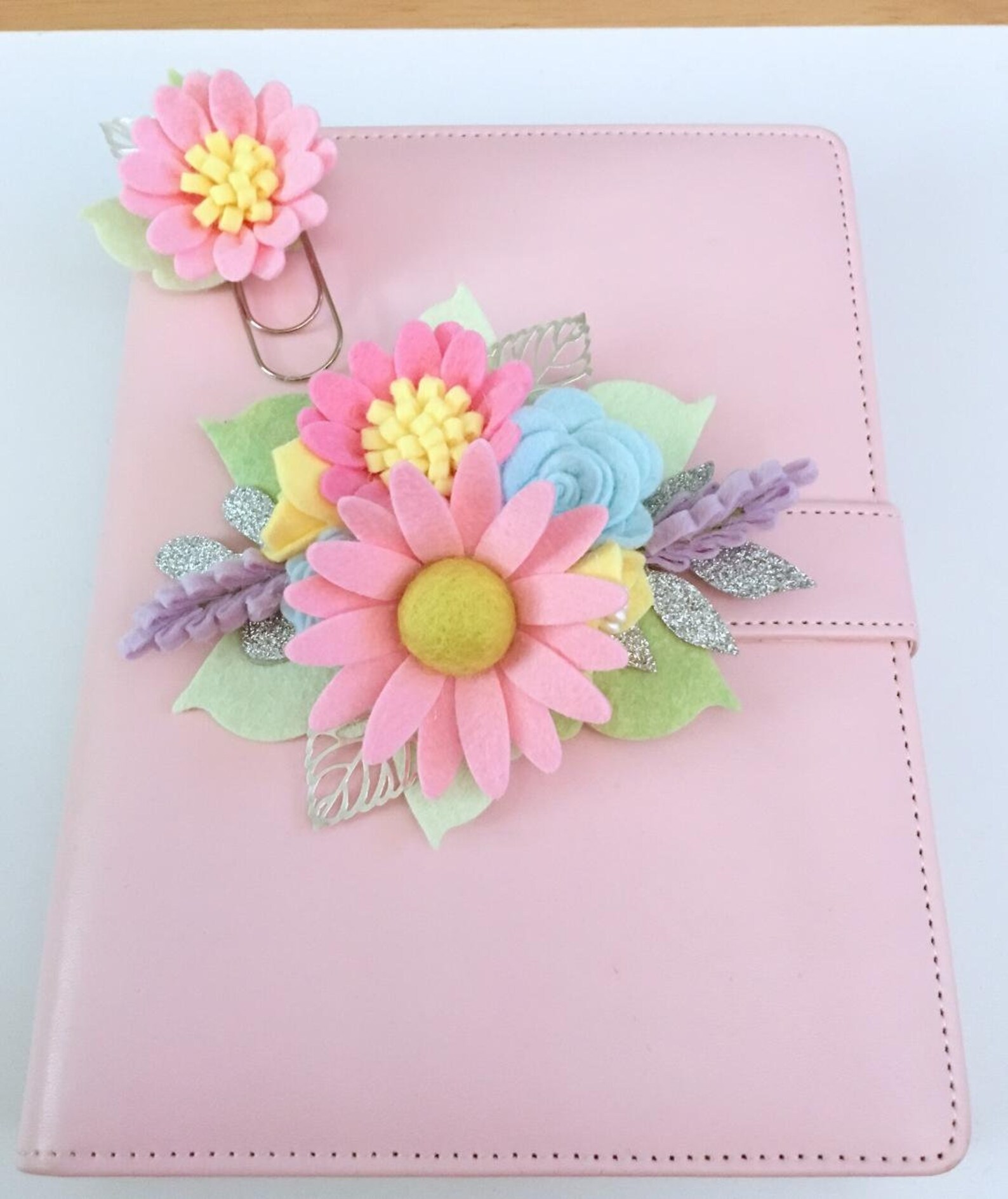 Felt Flower Planner Swag & Planner/paper Clip . Pink Daisy | Etsy