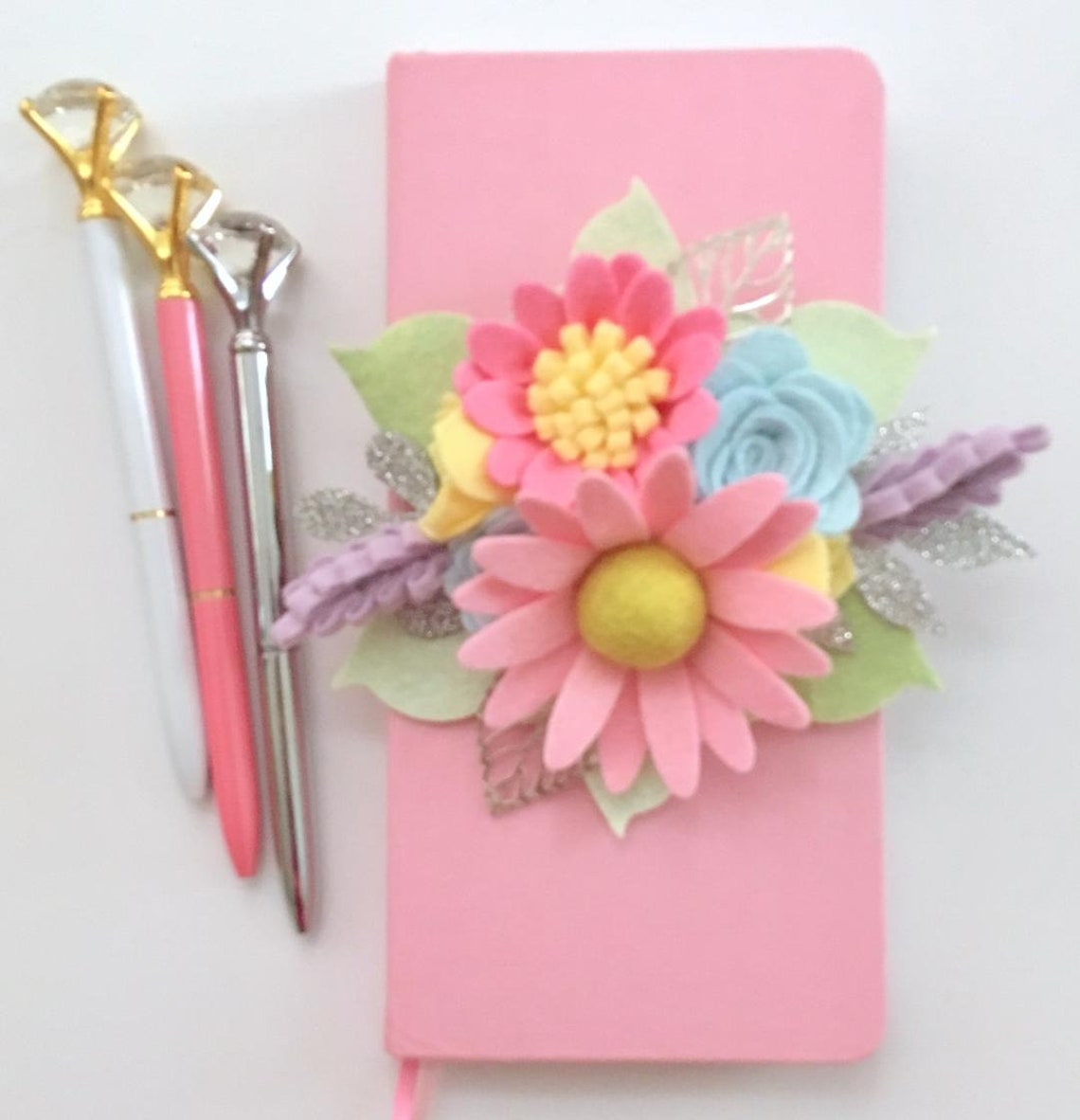 Felt Flower Planner Swag & Planner/paper Clip . Pink Daisy | Etsy