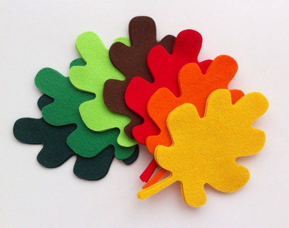 14 hand made autumn coloured oak leaves. Felt flower garland | Etsy