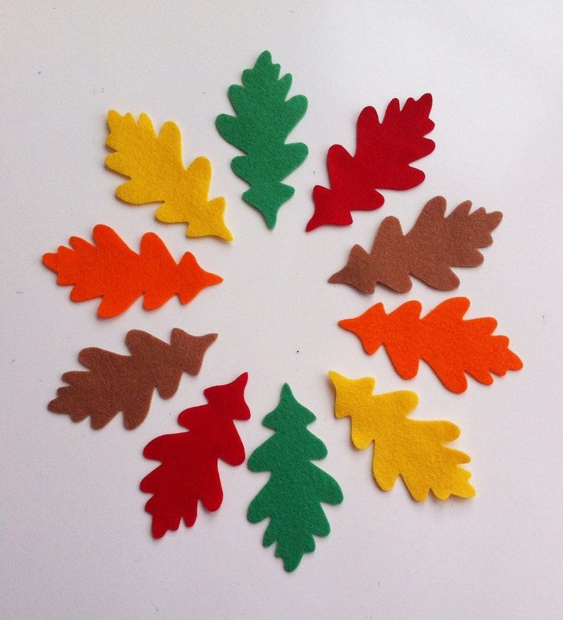 10 Autumn Colour Oak Leaves. Felt Flower Garland Green Felt | Etsy