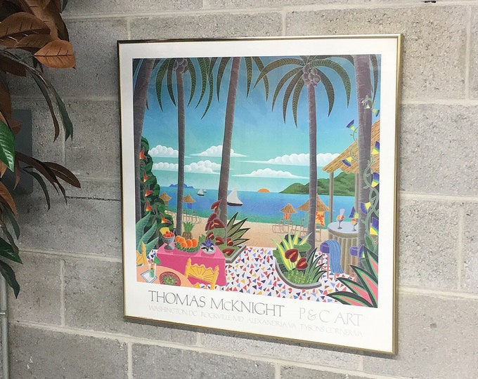 Vintage Thomas Mcknight Print 1980s Retro Size 27x27 Puerta Vallerta + Mexico + Palm Trees and ...