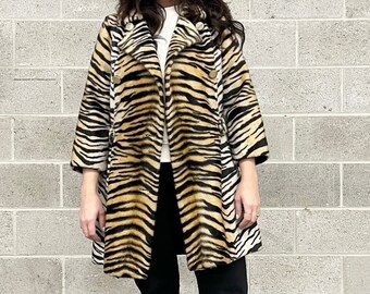 Faux Tiger Fur Coat | Etsy