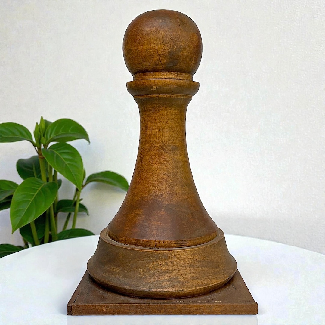 Vintage Giant Wood Pawn Retro 1960s Mid Century Modern + 20.5" H + XL ...