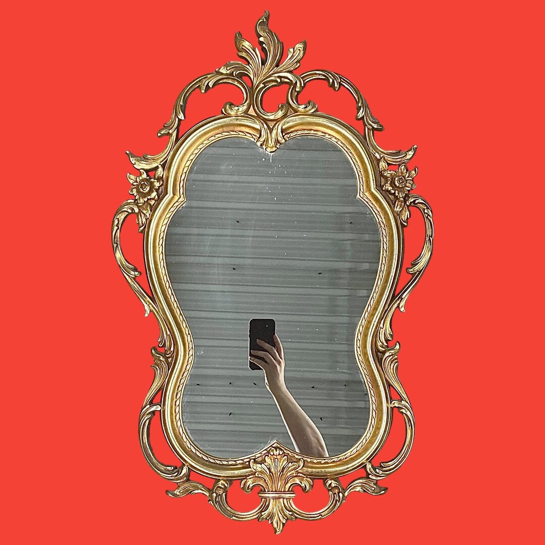 Vintage Syroco Wall Mirror 1970s Retro Size Hollywood Regency 4411 Gold ...