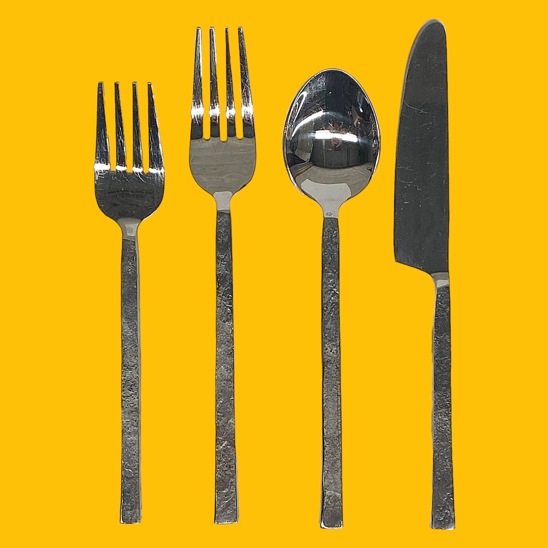 Vintage Silverware Set Retro 1970s Mid Century Modern 16 Pieces Silver ...