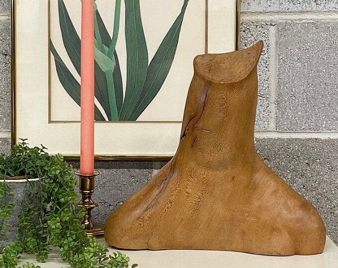 Vintage Neck Statue Retro 1990s Contemporary + Hand Carved + Light Teak ...