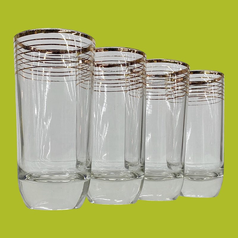 Gold Rim Drinking Glasses - Etsy