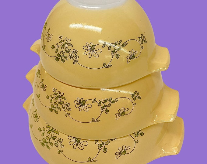 Vintage Pyrex Nesting Bowls Retro 1980s Shenandoah + Yellow and Green ...