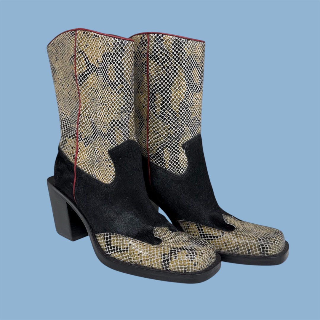Vintage Boots Retro 2000s MIA + Size 7M + Faux Snakeskin Print ...