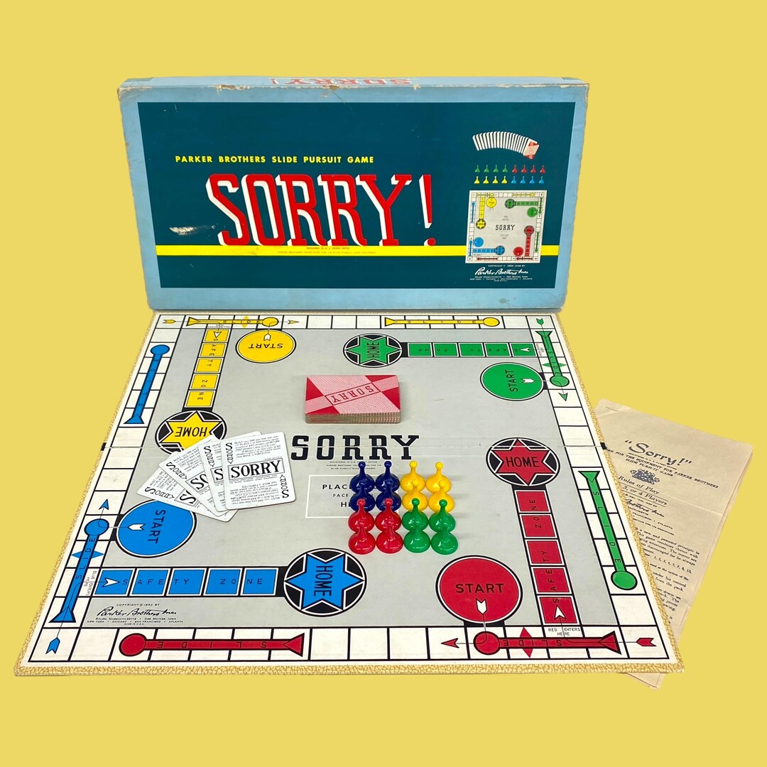 Vintage Sorry! Board Game Retro 1950s COMPLETE + Mid Century Modern ...