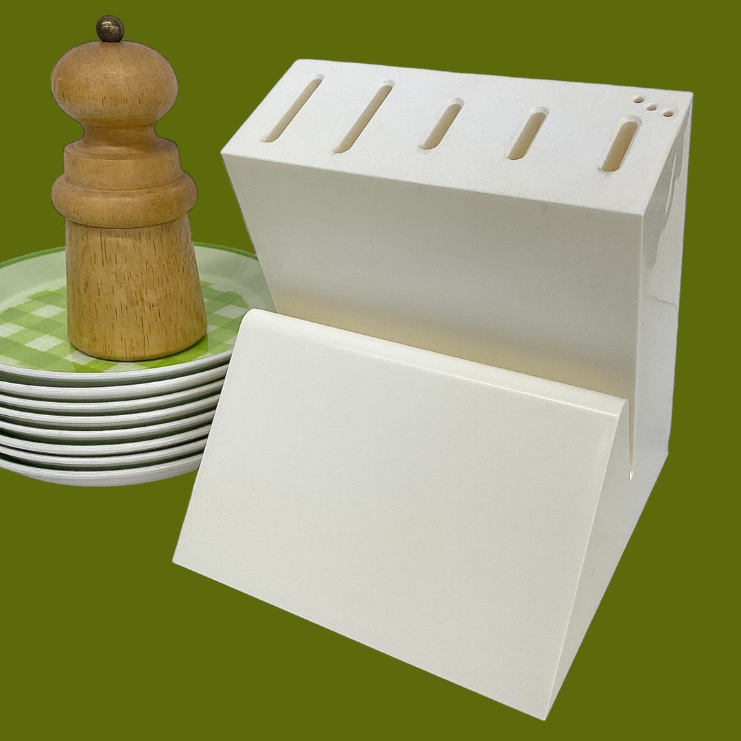 Vintage Tupperware Knife Block Retro 1970s Contemporary White Plastic ...
