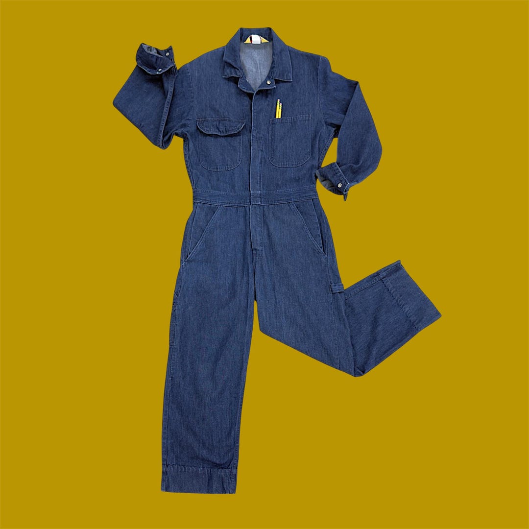 Vintage Coveralls Retro 1970s Work-mates by Big Yank + Size 36 S + Dark ...