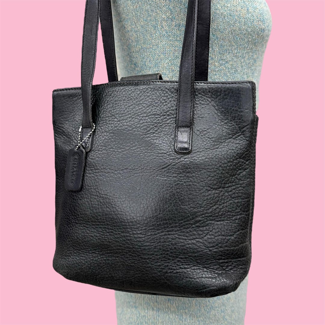 Vintage Coach Hudson Bag Retro 1990s Preppy 6810 Black Pebbled Leather ...