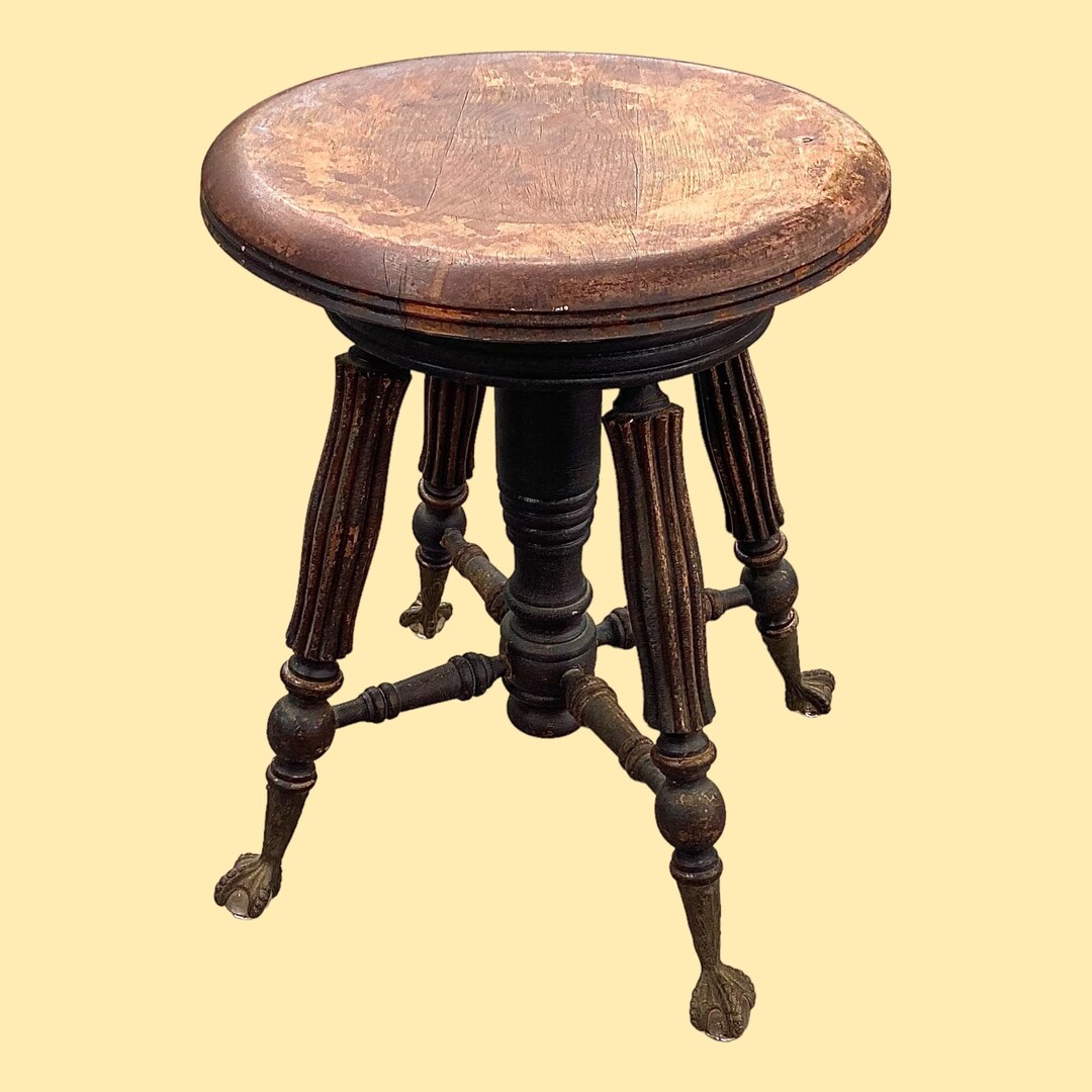 Antique Tonk Piano Stool Retro Early 1900s Victorian Cast Iron Claw ...