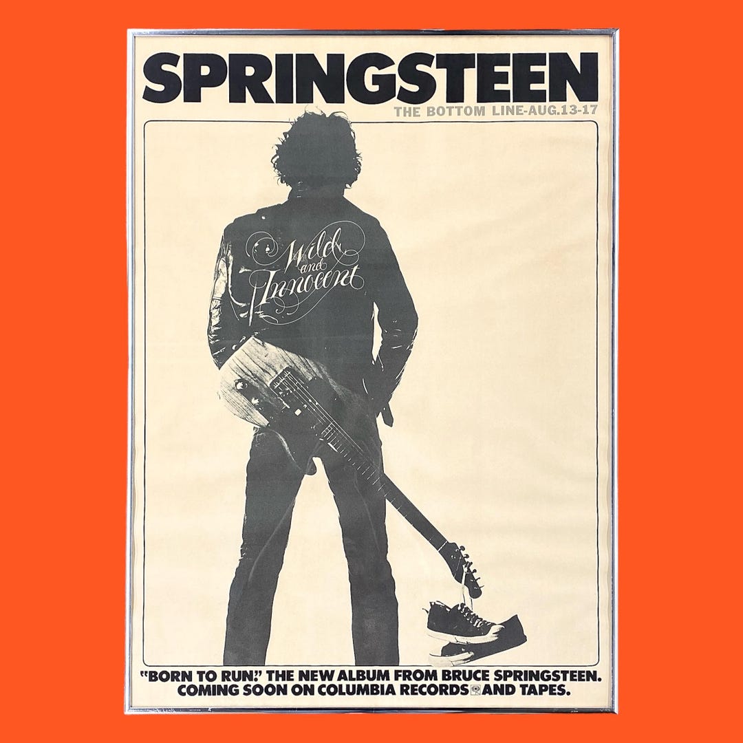 Vintage Springsteen Poster 1970s Retro Size 28x20 Born to Run Album ...