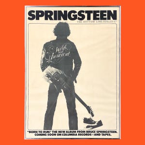 Vintage Springsteen Poster 1970s Retro Size 28x20 Born to Run Album the ...