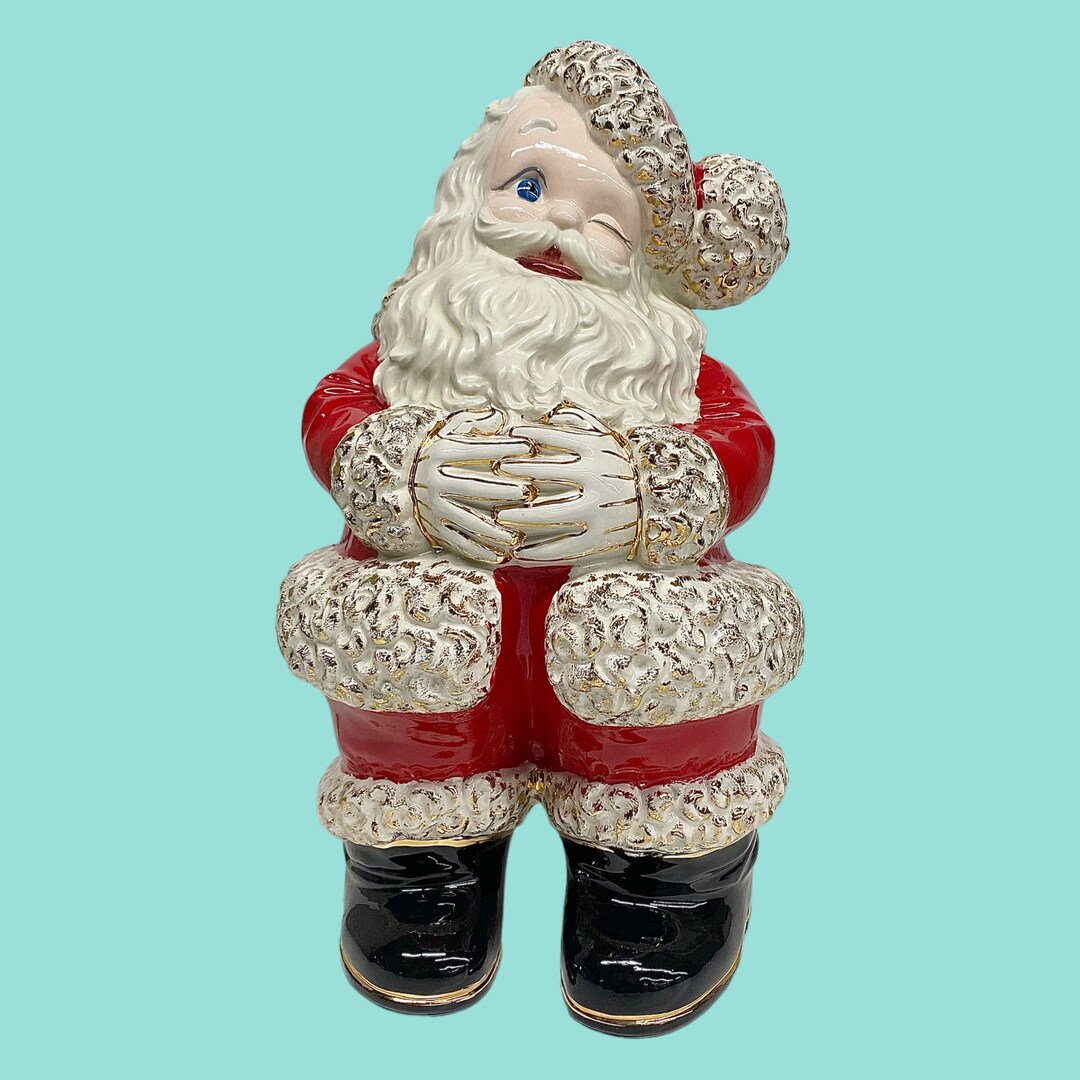 Vintage Winking Santa Statue 1970s Retro XL Size 19.5" H + Mid Century ...